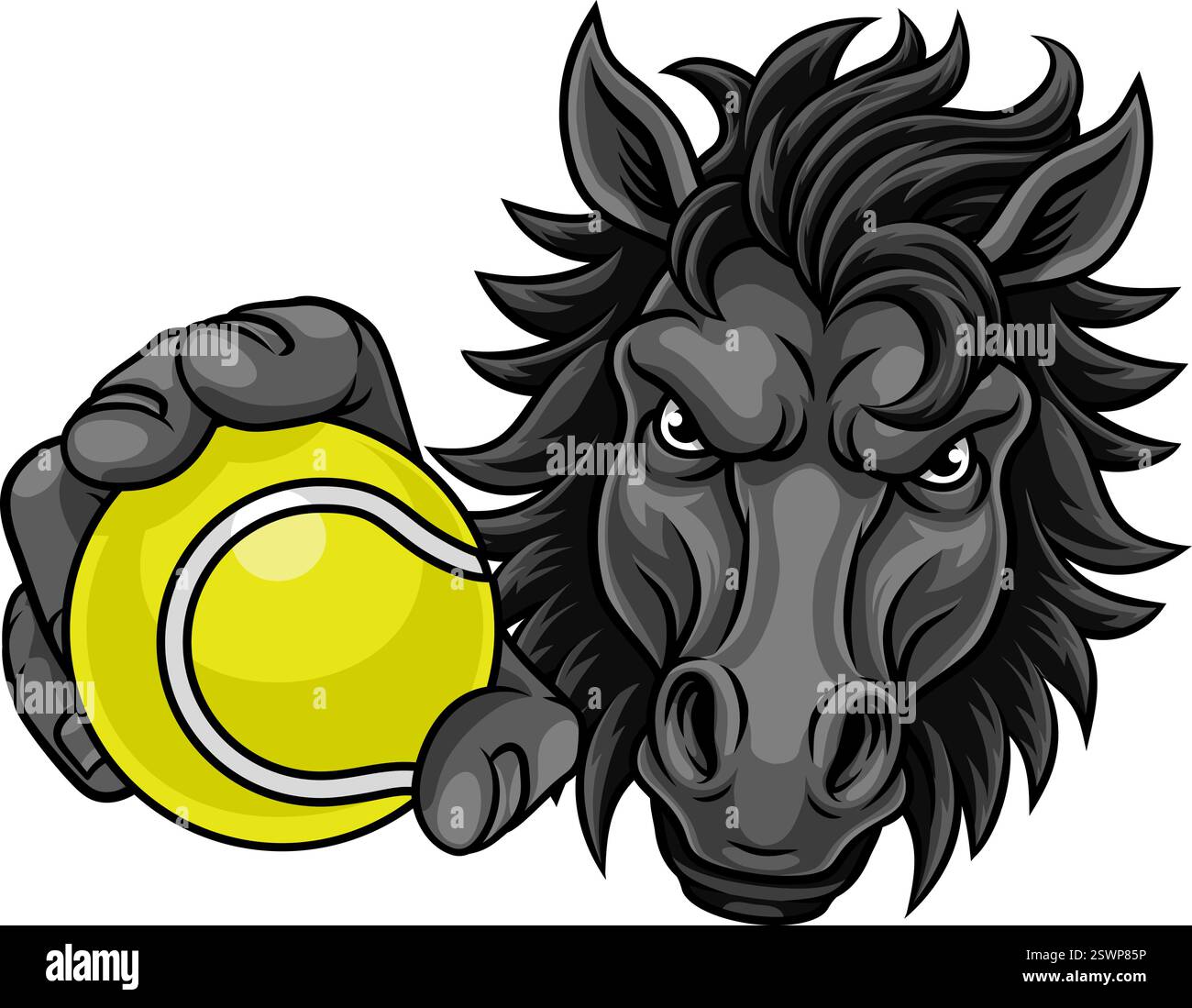 Horse Mustang Stallion Tennis Sports Team Mascot Stock Vector Image ...