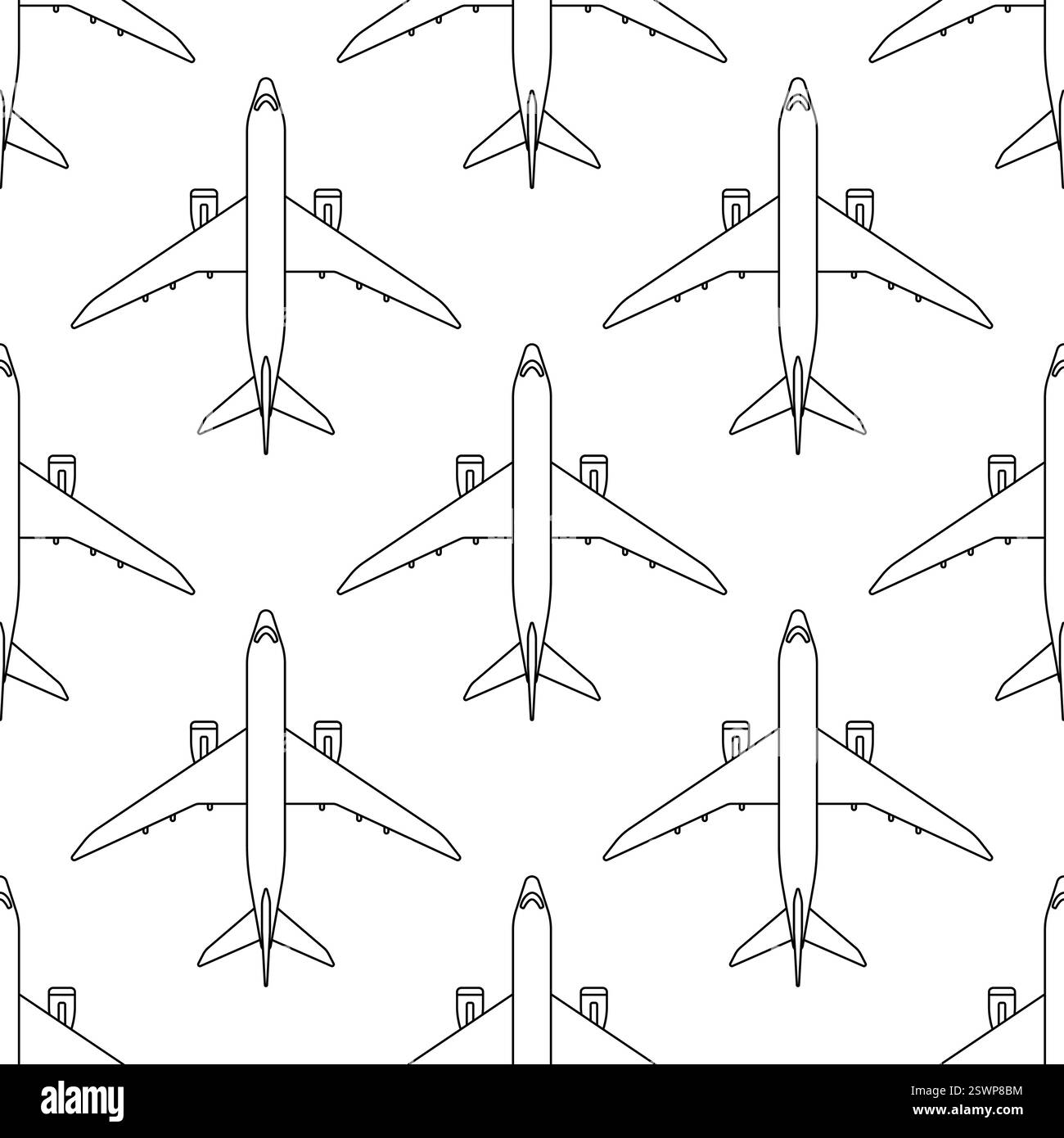 Seamless pattern of twin-engine contour passenger aircraft Stock Vector ...