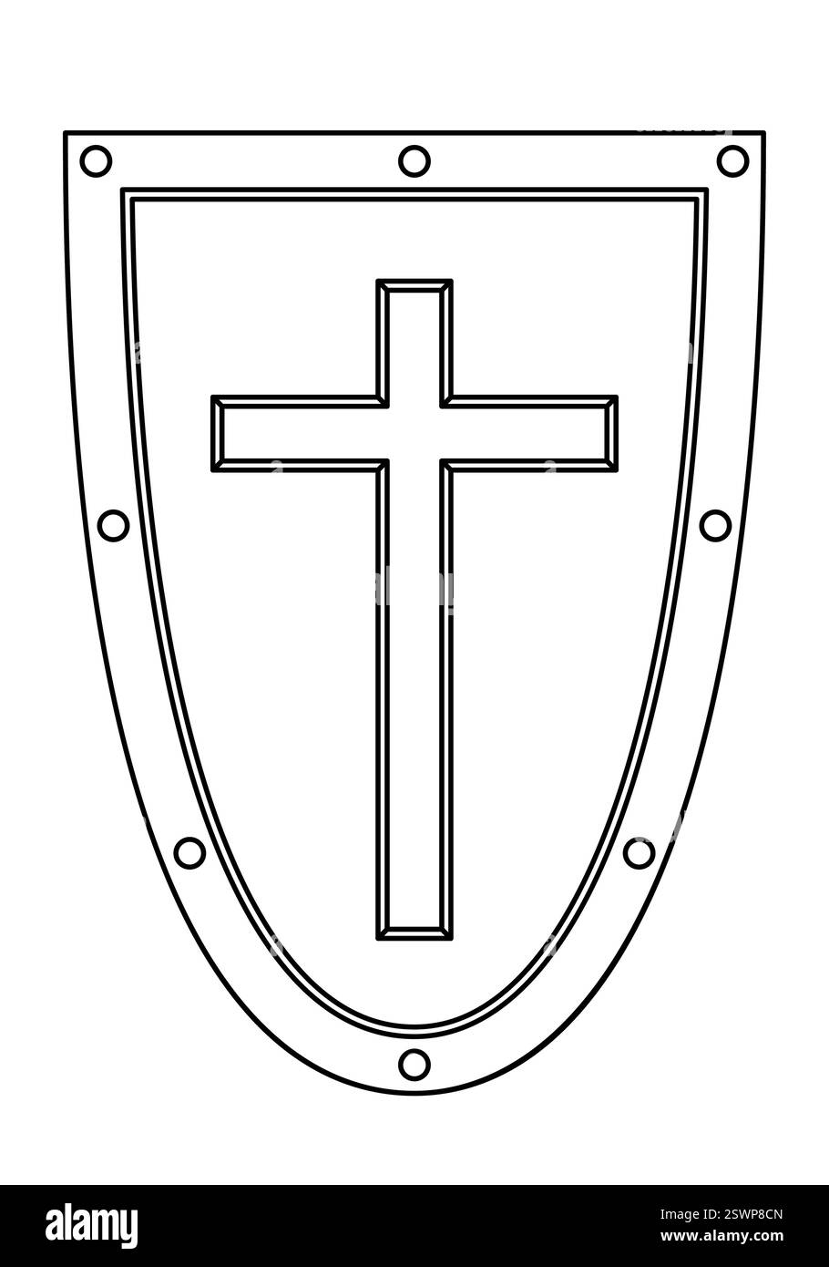 Contour illustration of the ancient shield of the Crusaders Stock ...