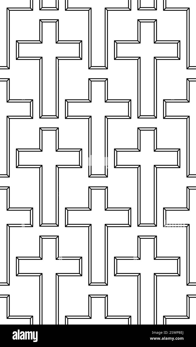 Seamless pattern of the contour christian cross Stock Vector Image ...