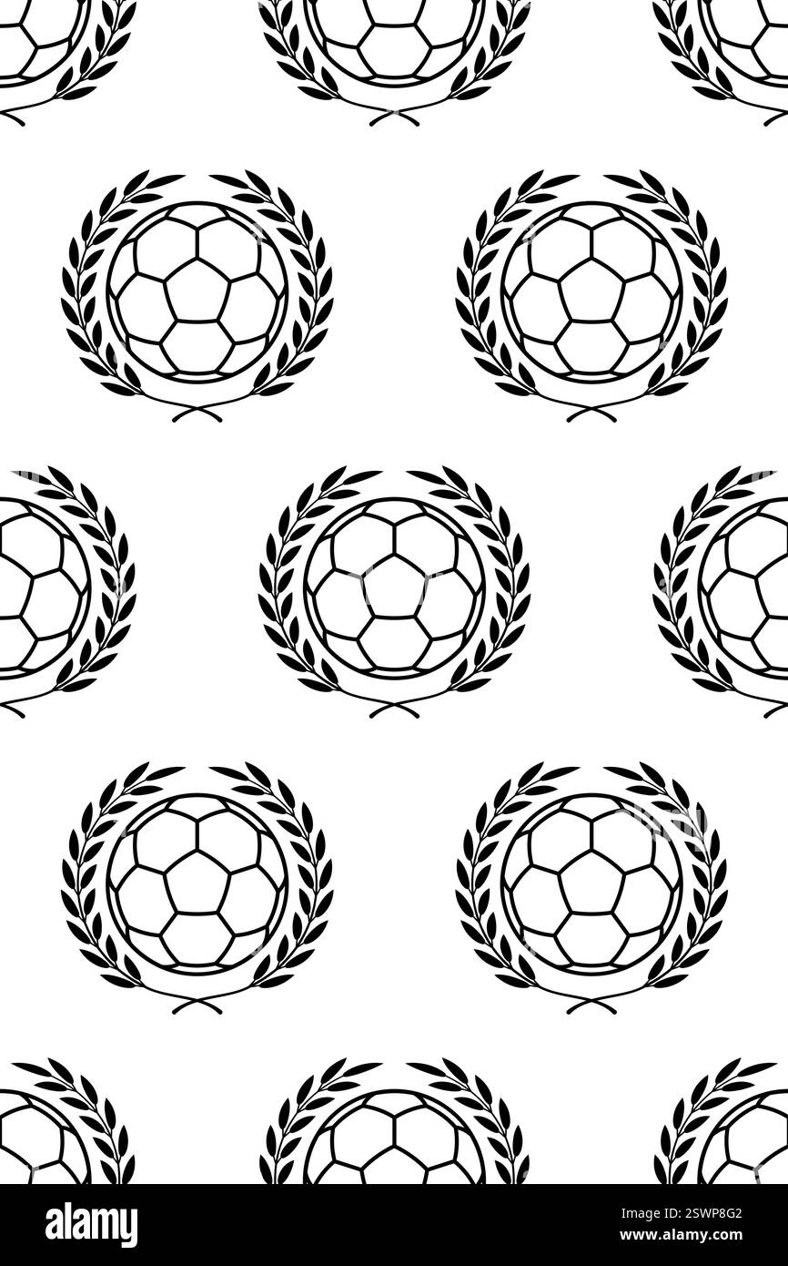 Soccer ball in a laurel wreath seamless pattern Stock Vector Image ...