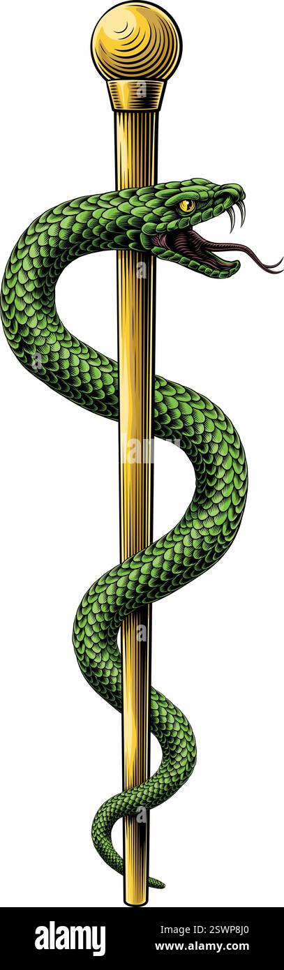 Rod of Asclepius Caduceus Medical Doctor Symbol Stock Vector Image ...