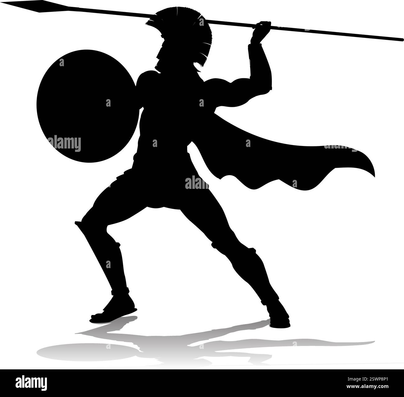 Spartan Silhouette Gladiator Trojan Greek Warrior Stock Vector Image ...