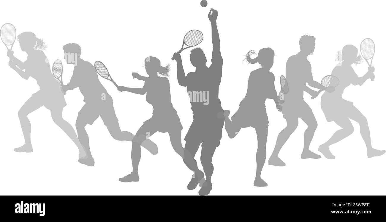 Silhouette Tennis Players Silhouettes Concept Stock Vector Image & Art ...