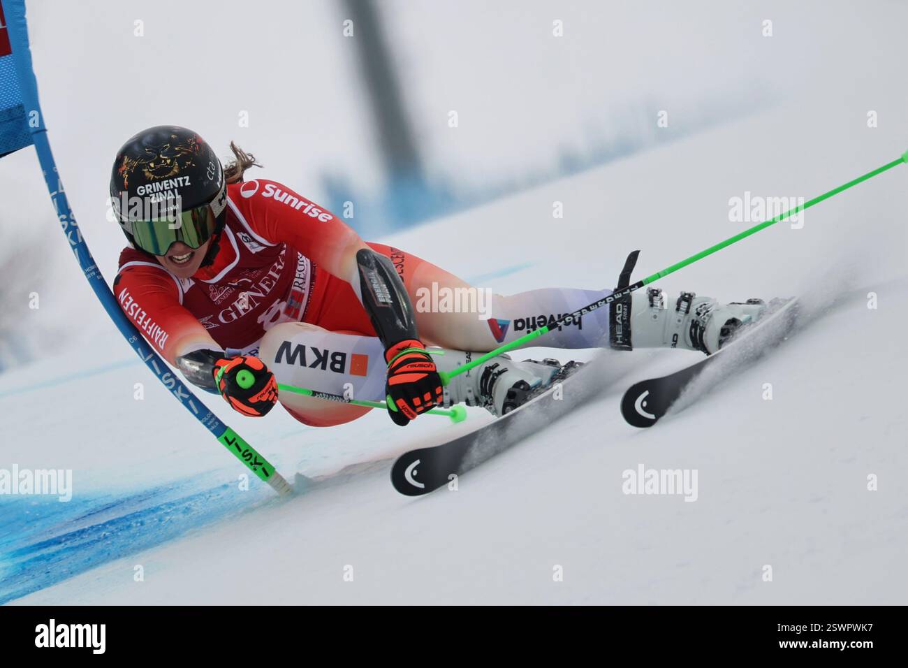 Switzerland's Camille Rast speeds down the course during an alpine ski ...
