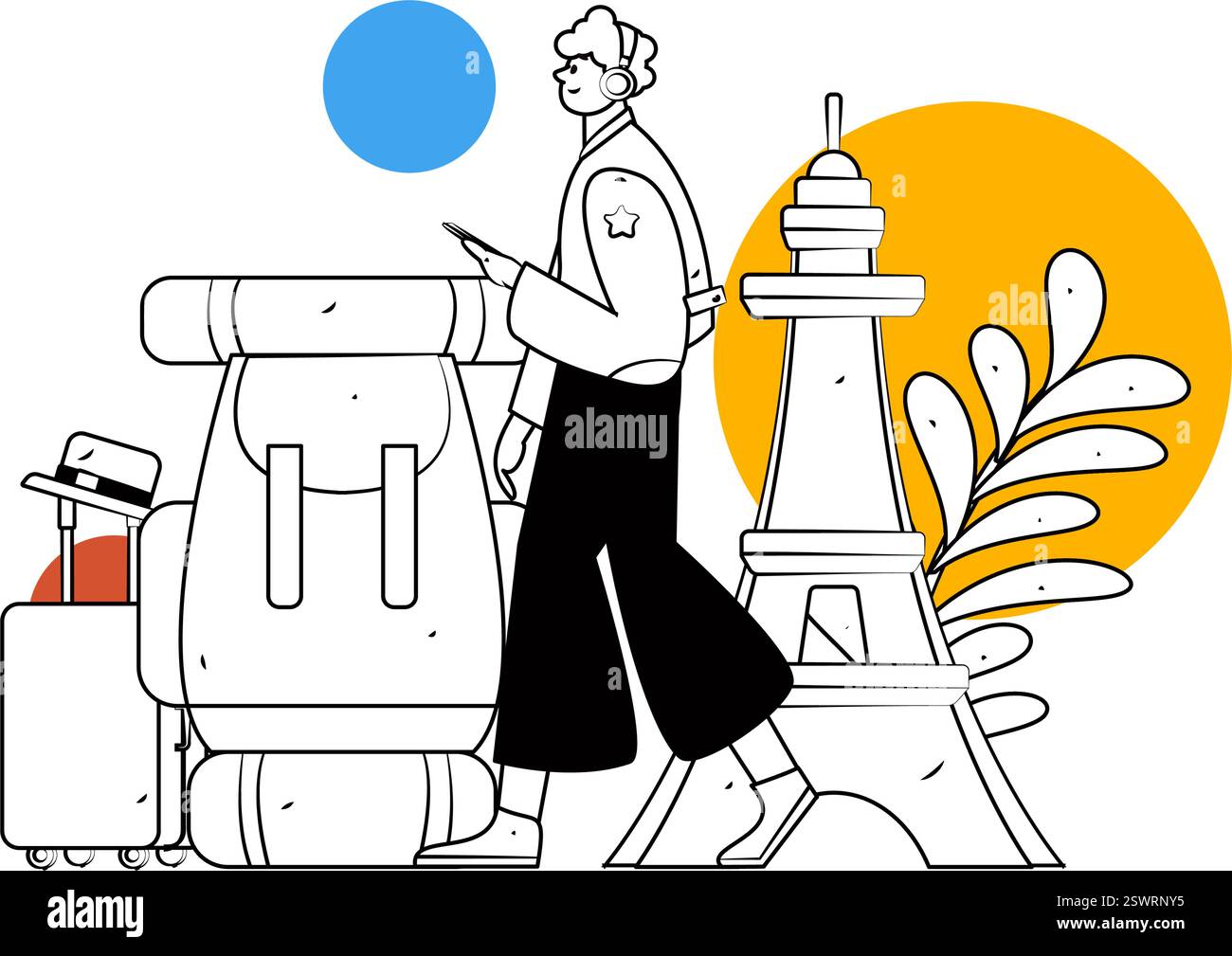 Holiday travel travel characters internet background vector hand drawn ...