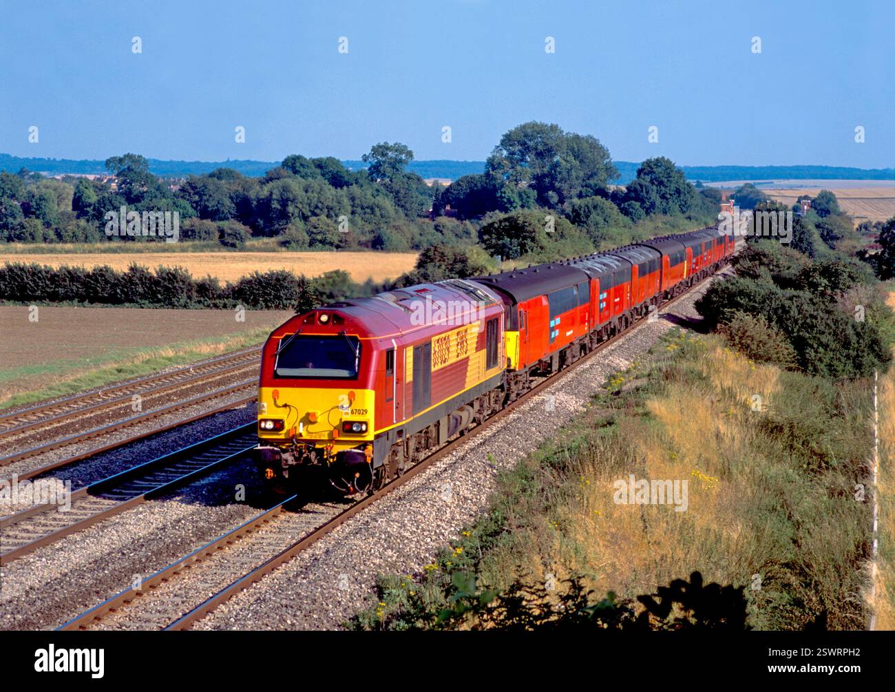 A Class 67 diesel locomotive number 67029 working a Royal Mail train at ...