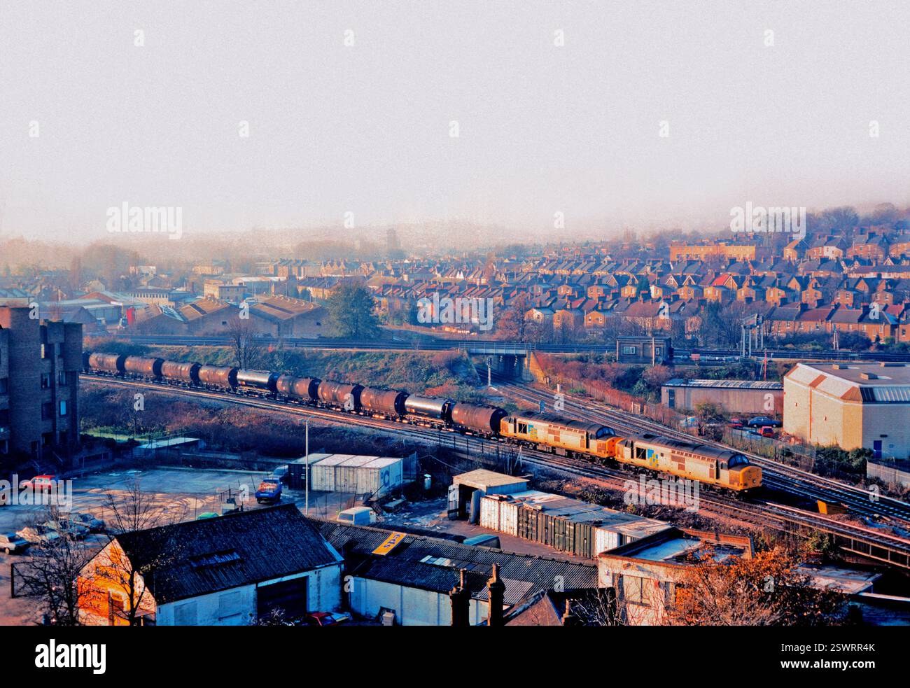 A pair of Class 37s diesel locomotives numbers 37676 and 37710 working ...