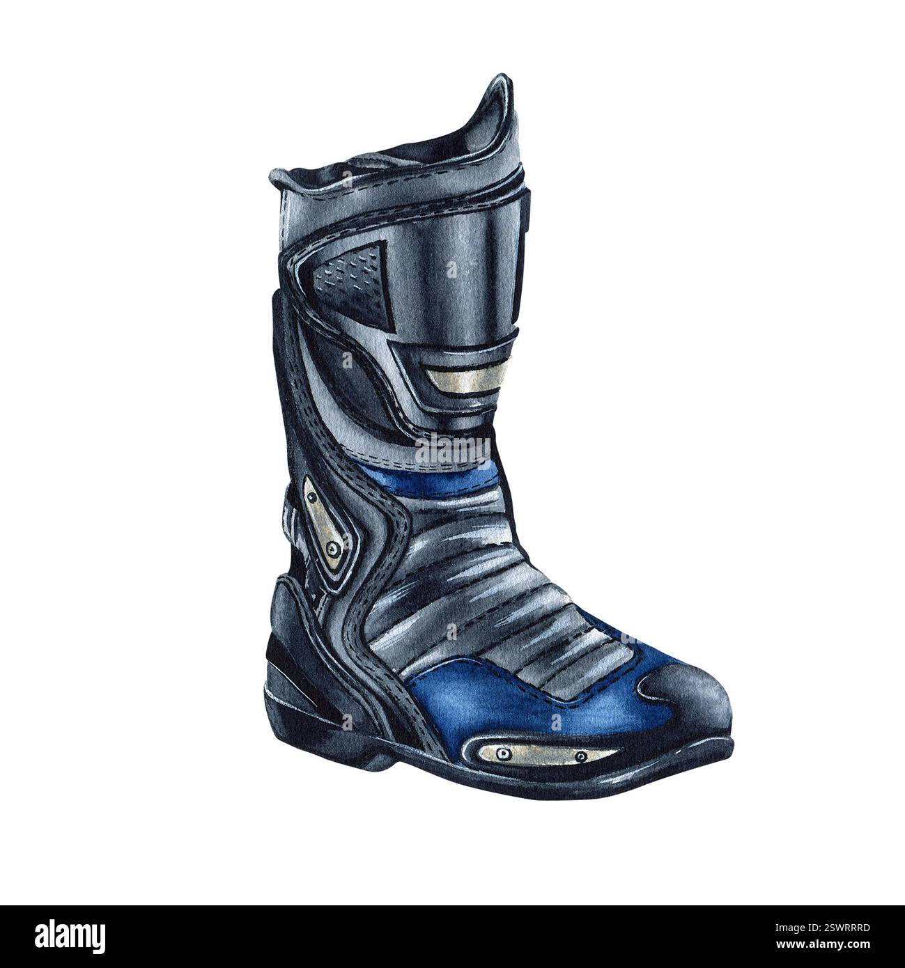 Right motorcycle boot. Moto footwear. Leg protection for biker. Moto ...