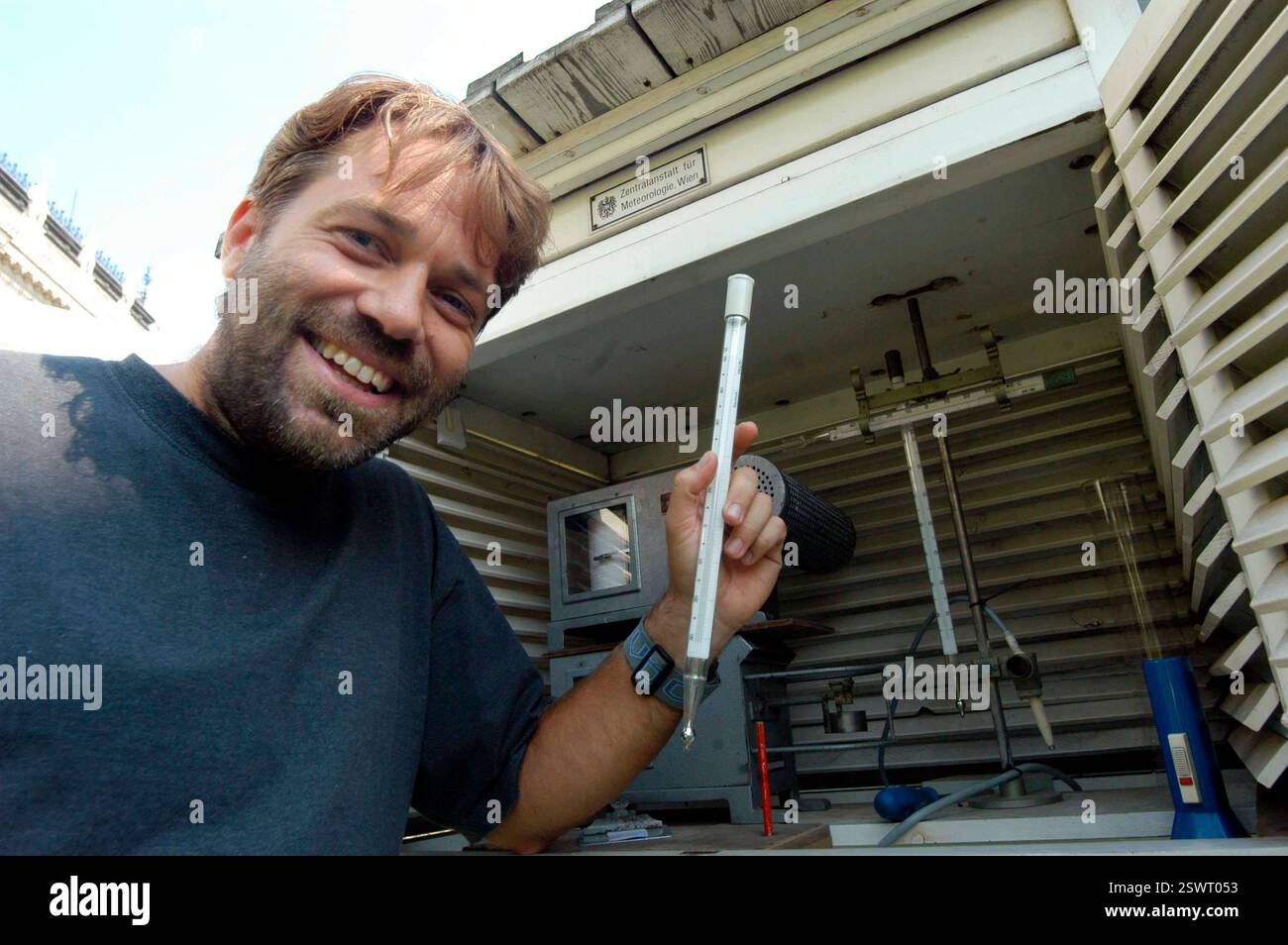 weather station with different measuring instruments, observing weather ...