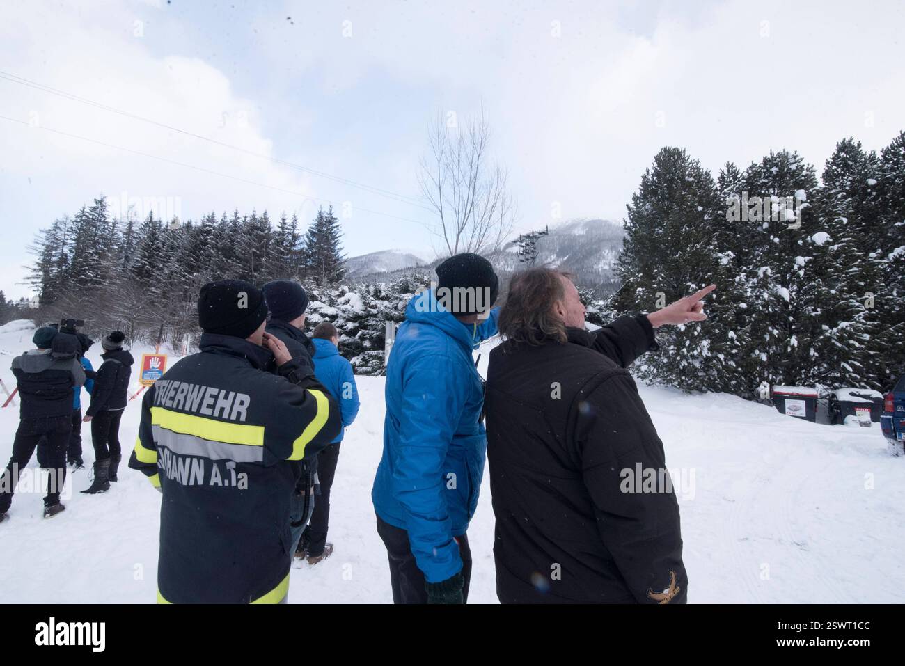 avalanche warning commission in the mountains of the alps in winter ...