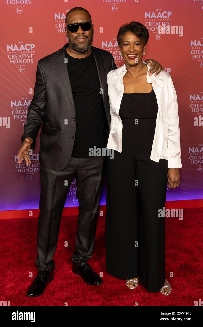 Los Angeles, USA. 21st Feb, 2025. Robert Glasper and Dawn Porter attend ...