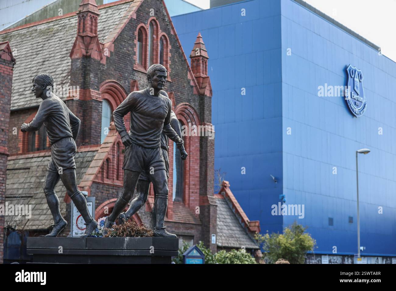 Liverpool, UK. 22nd Feb, 2025. The Colin Harvey Statue outside Goodison ...