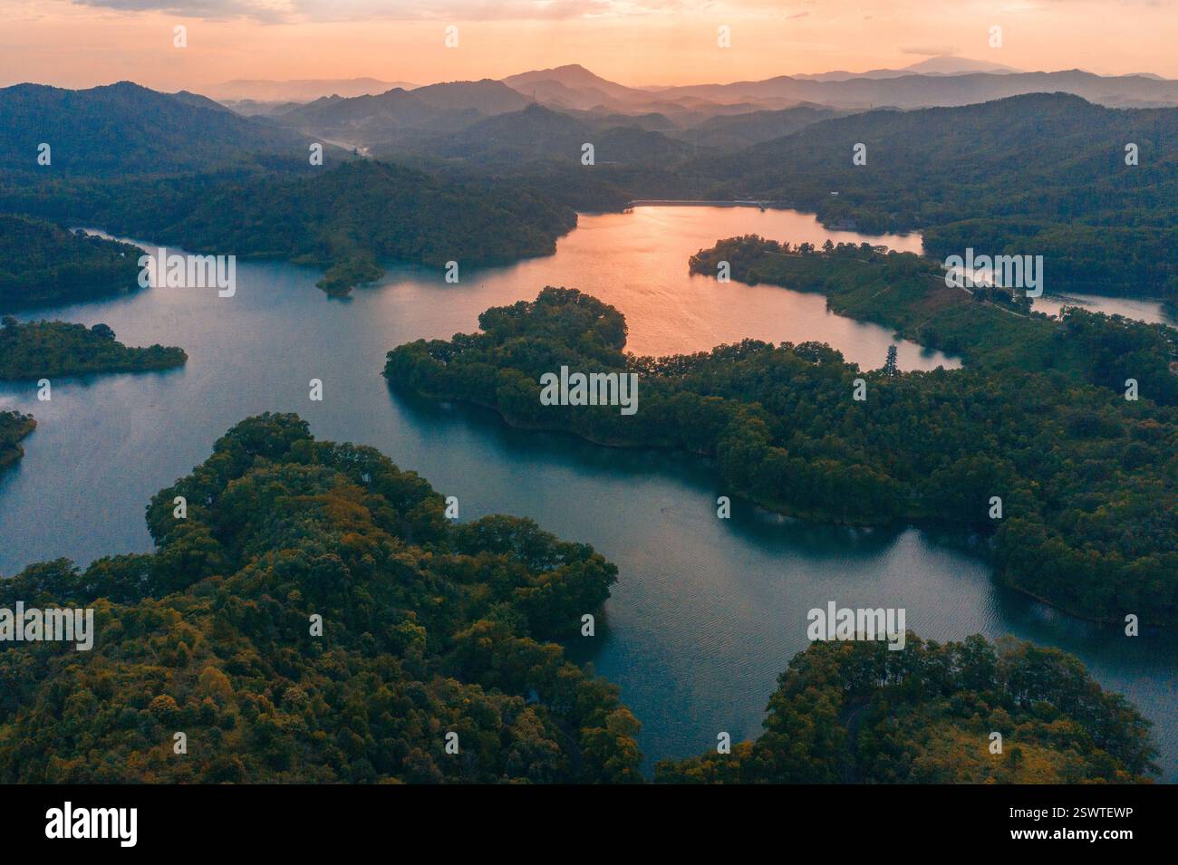 Aerial photography scenery of Honghua Lake Scenic Area, Huizhou City ...