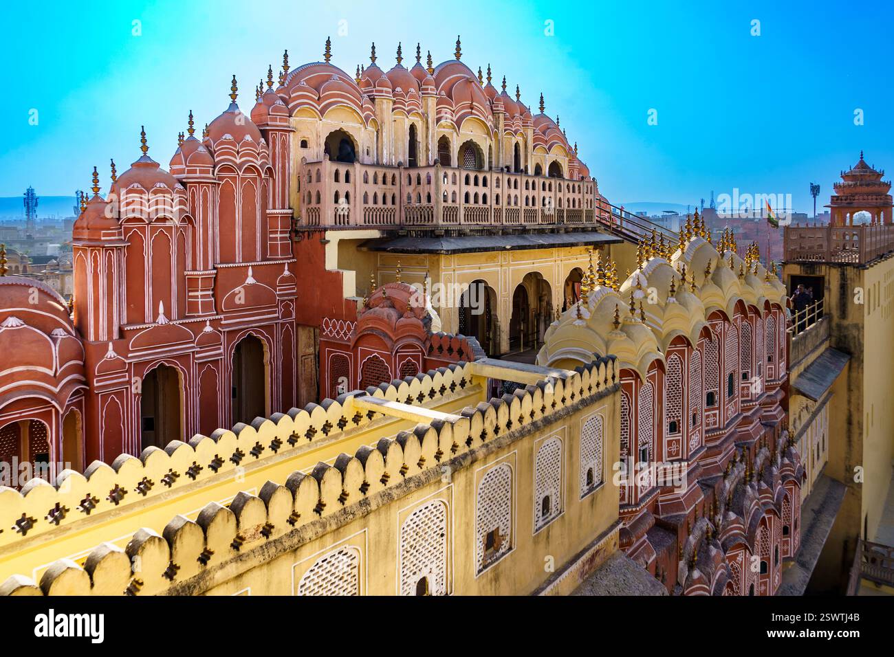 India. Rajasthan. Jaipur (The pink city). Hawa Mahal. (Palace of the ...
