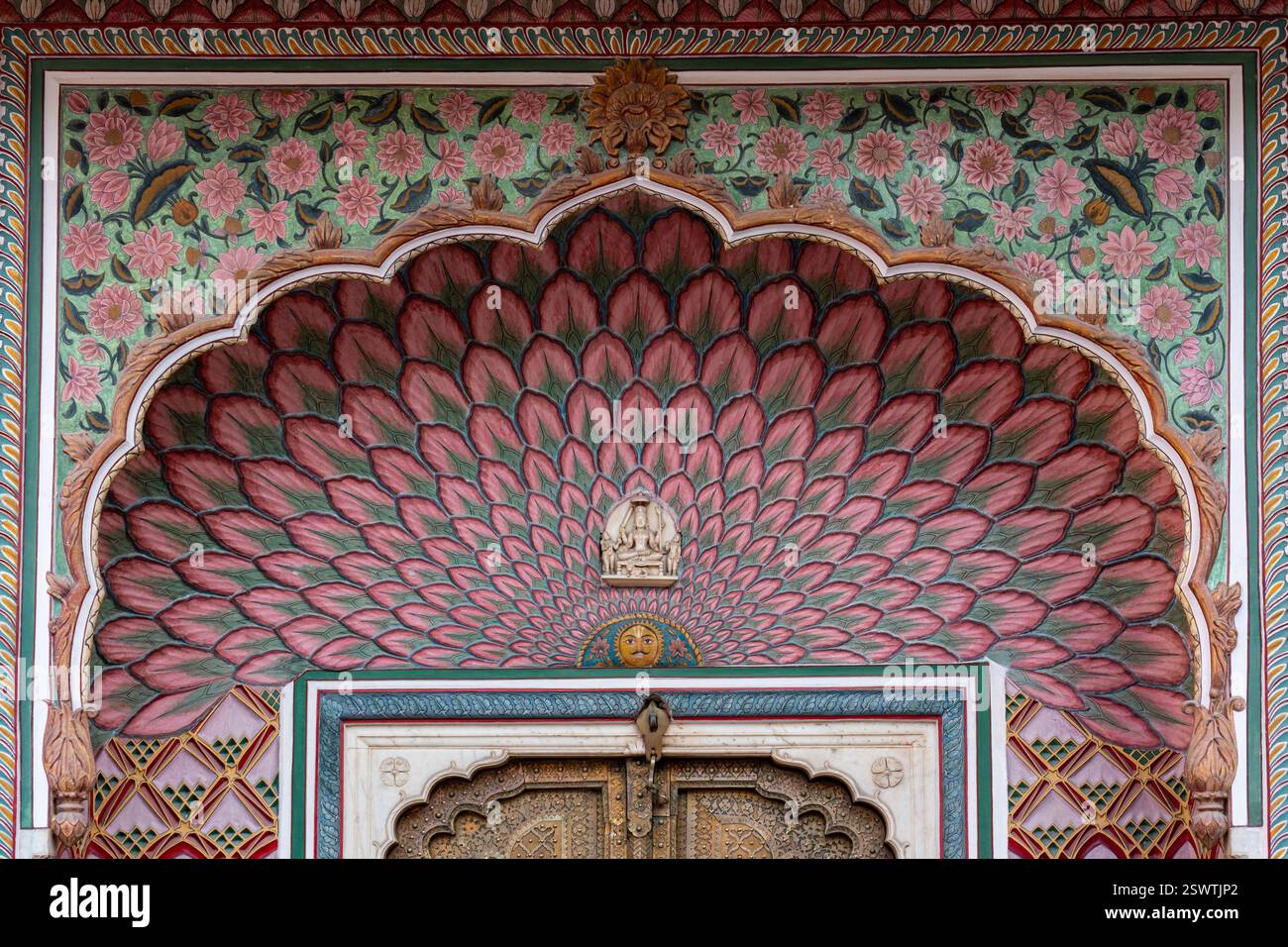 India. Rajasthan. Jaipur. City Palace. Architecture detail of the Lotus ...