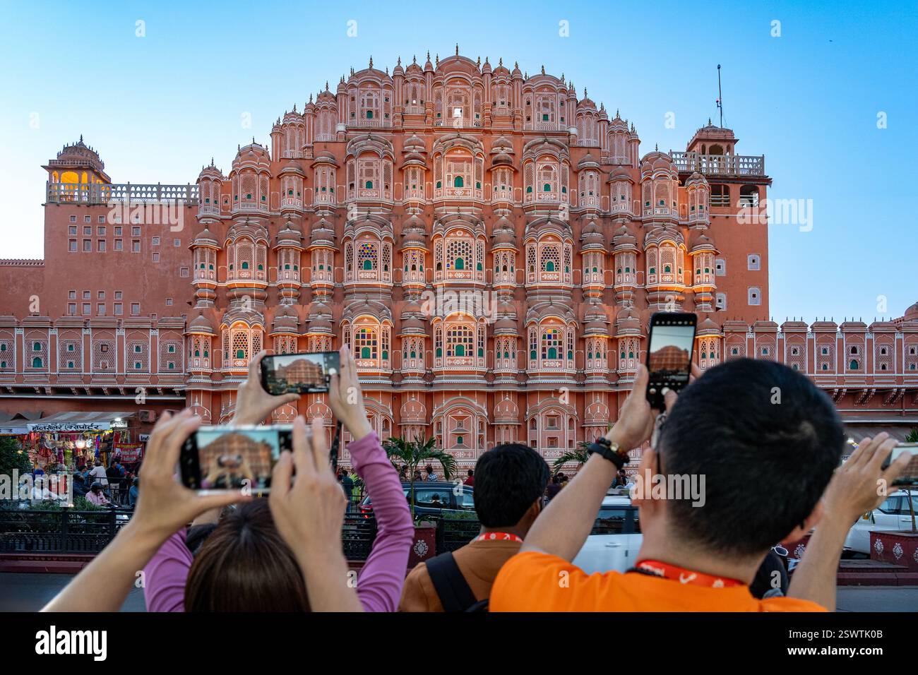 India. Rajasthan. Jaipur (The pink city). Hawa Mahal. (Palace of the ...