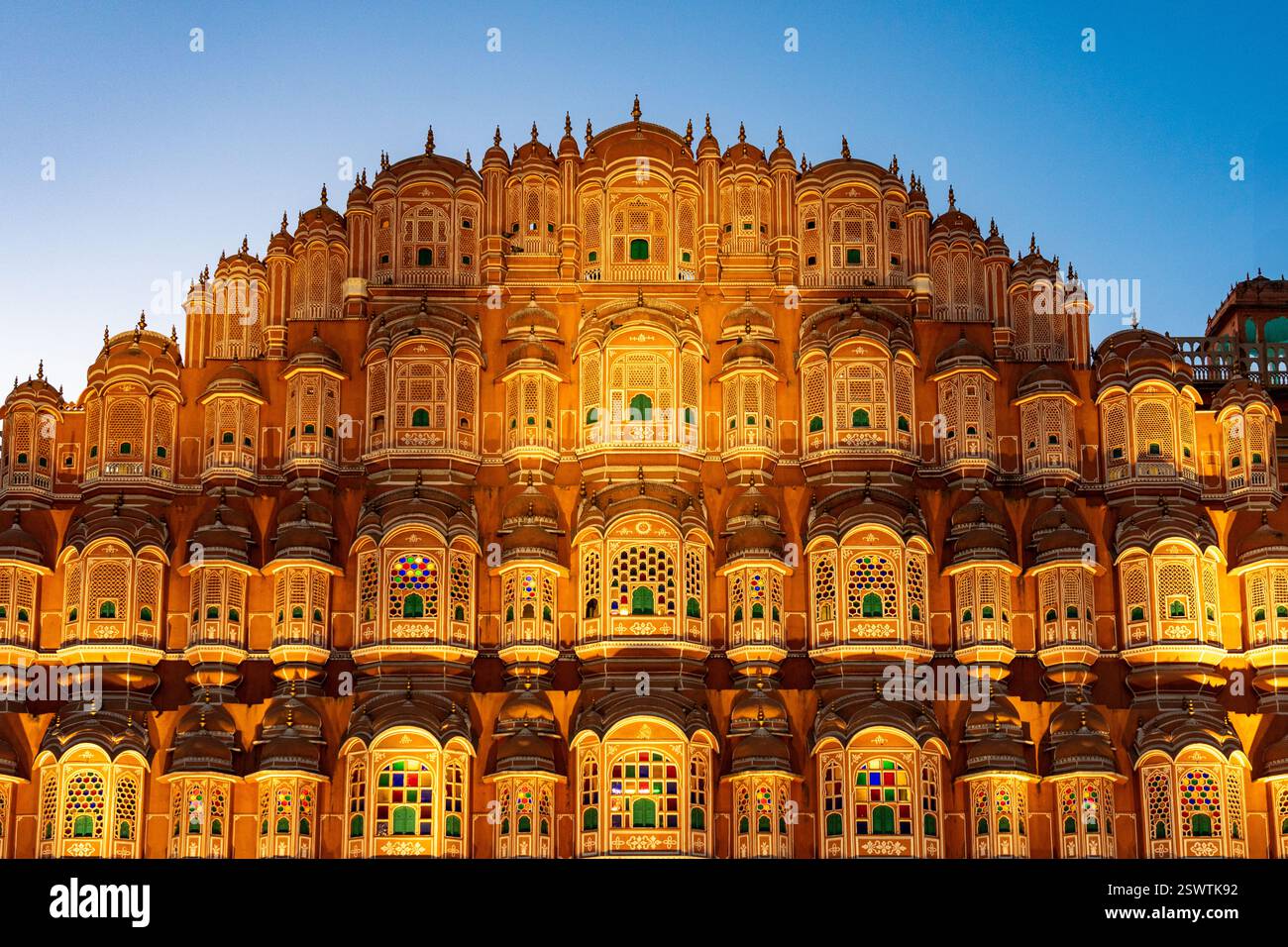 India. Rajasthan. Jaipur (The pink city). Hawa Mahal. (Palace of the ...