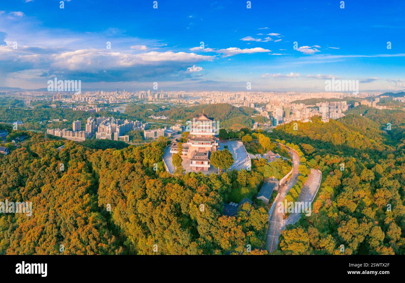 Aerial Scenery of Gaobang Mountain and Honghua Lake Scenic Area in ...