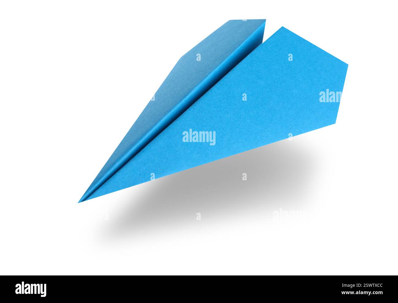 Light blue paper plane in air on white background Stock Photo - Alamy