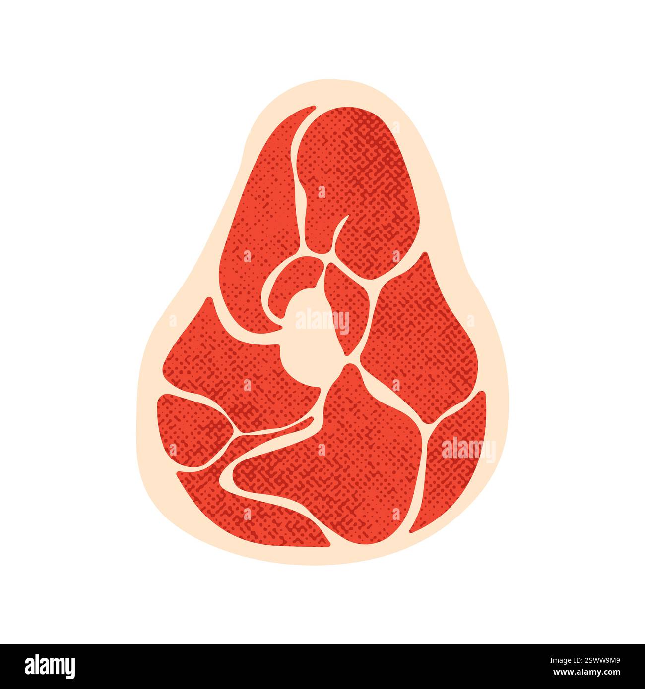 Beef steak cut. Cartoon meat fillet with bone, butcher shop red meat ...