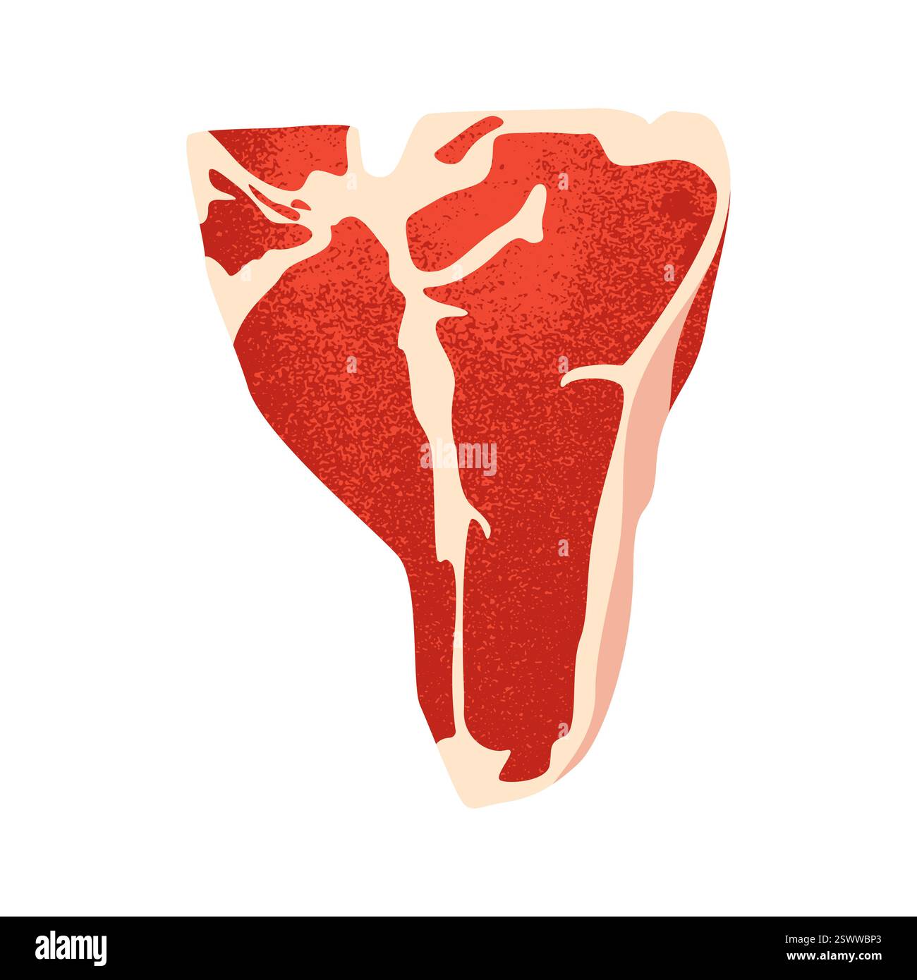 T-bone beef steak. Cartoon raw meat fillet with bone, flat porterhouse ...
