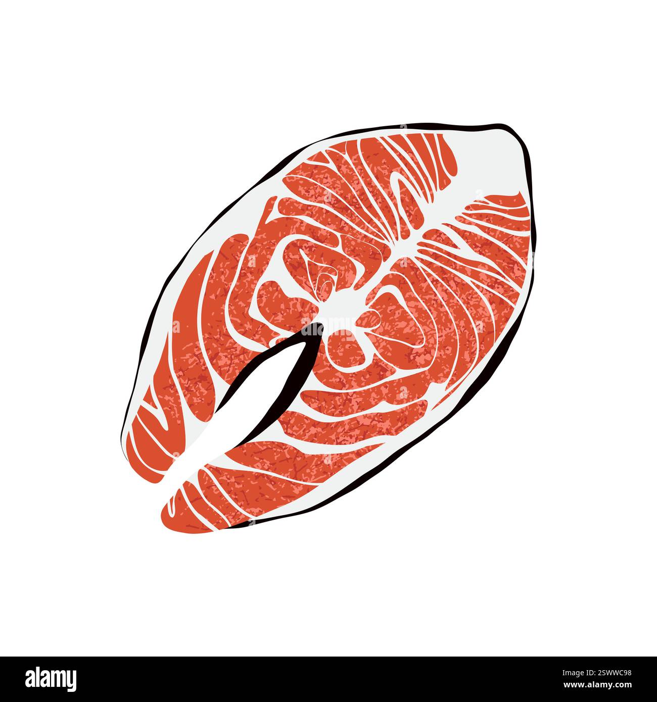 Salmon steak. Cartoon raw trout fish fillet, fresh seafood restaurant ...