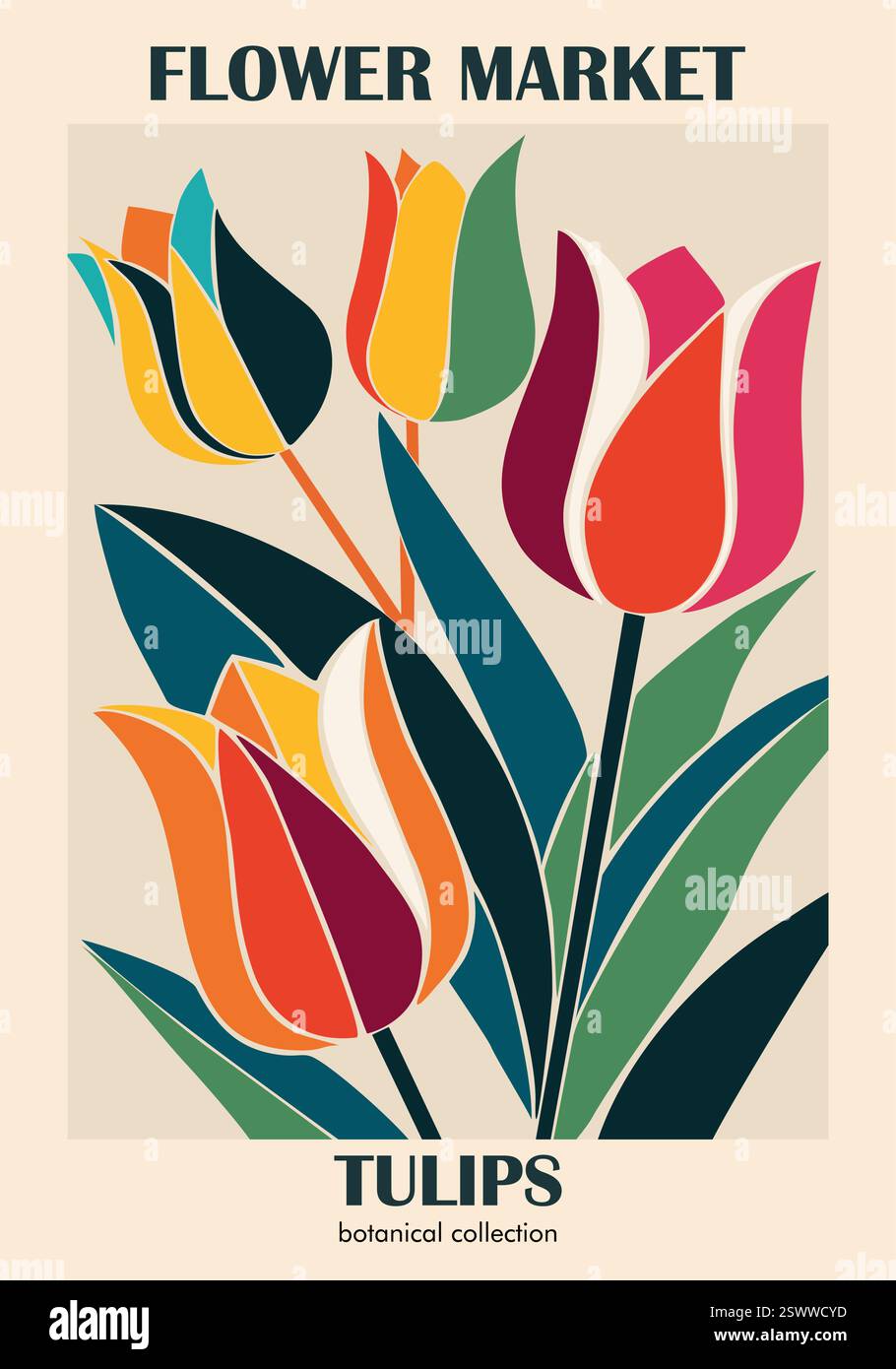 Abstract Tulips flower poster vector wall art Stock Vector Image & Art ...
