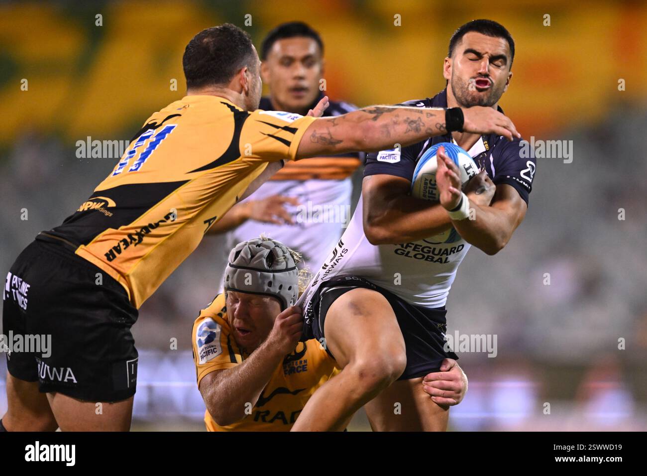 Canberra, Australia. 22nd Feb, 2025. Andy Muirhead of the Brumbies is ...