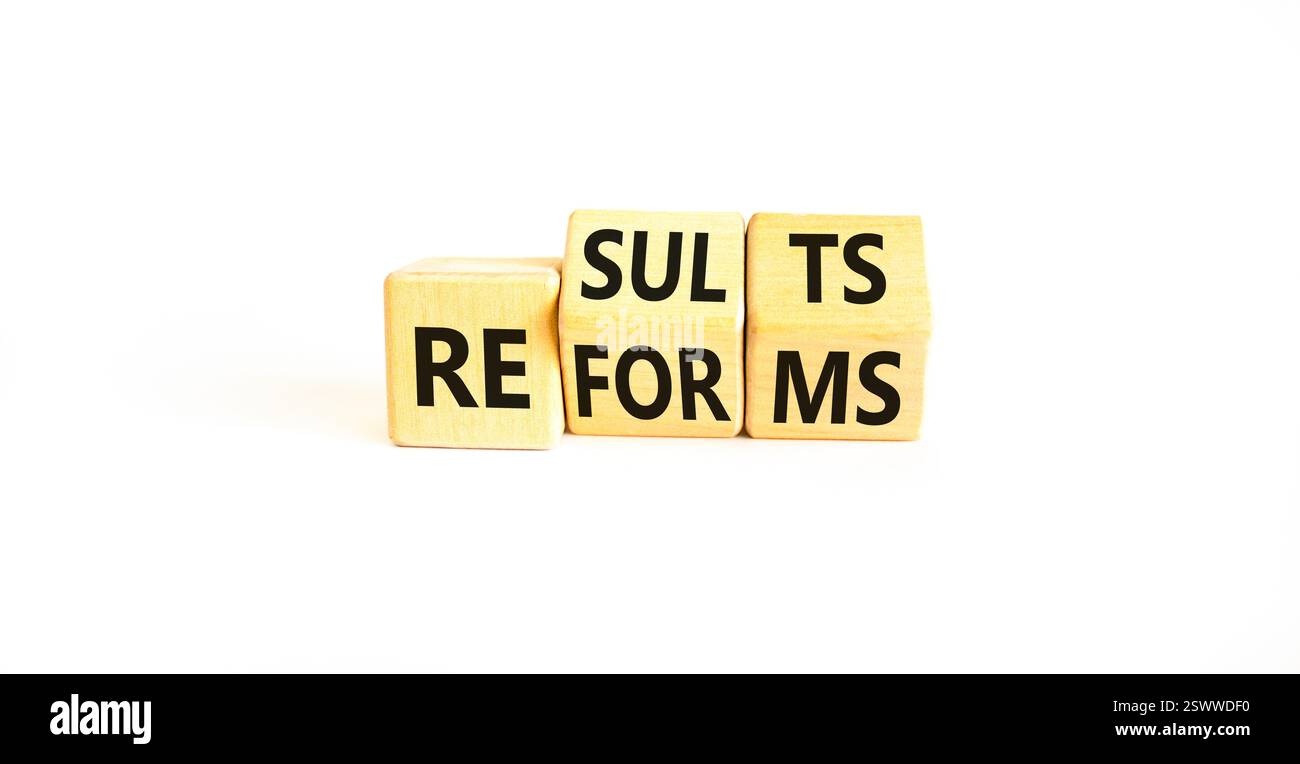 Reform and result symbol. Concept words Reforms Results on beautiful ...