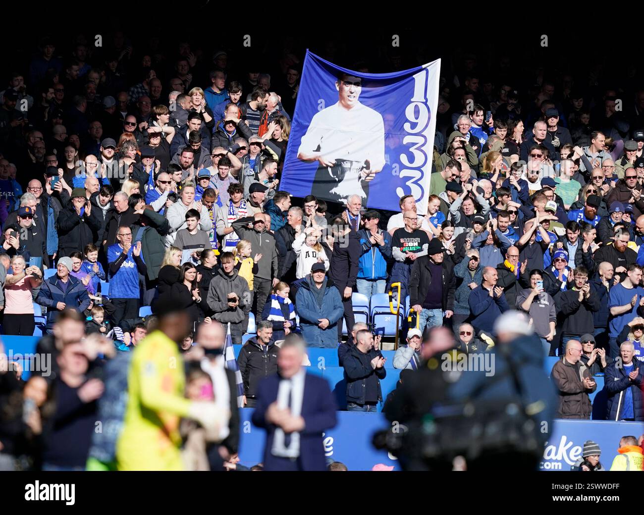 Liverpool, England, 22nd February 2025. Everton fans display banners as ...