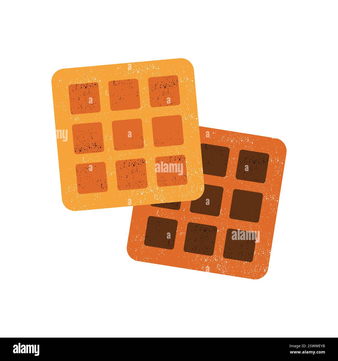 Belgian waffles. Cartoon sweet traditional dessert with sugar powder ...