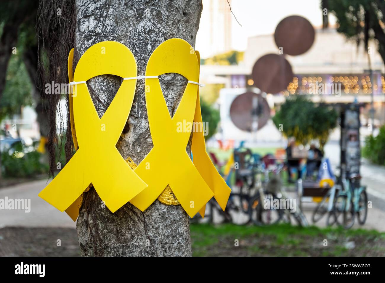 Tel Aviv, Israel - February 14, 2025. Bring Them Home Now' Installing ...