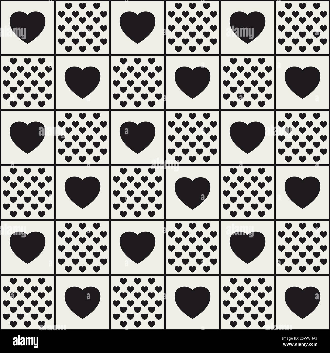 Heart seamless pattern. Repeated grey hearts. Love background. Wrapping ...