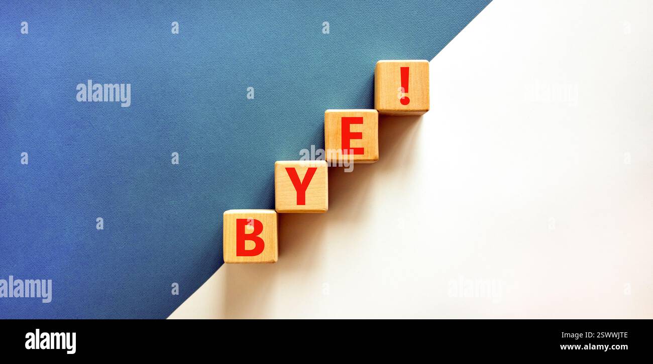 Bye symbol. Concept word Bye on beautiful wooden blocks. Beautiful ...