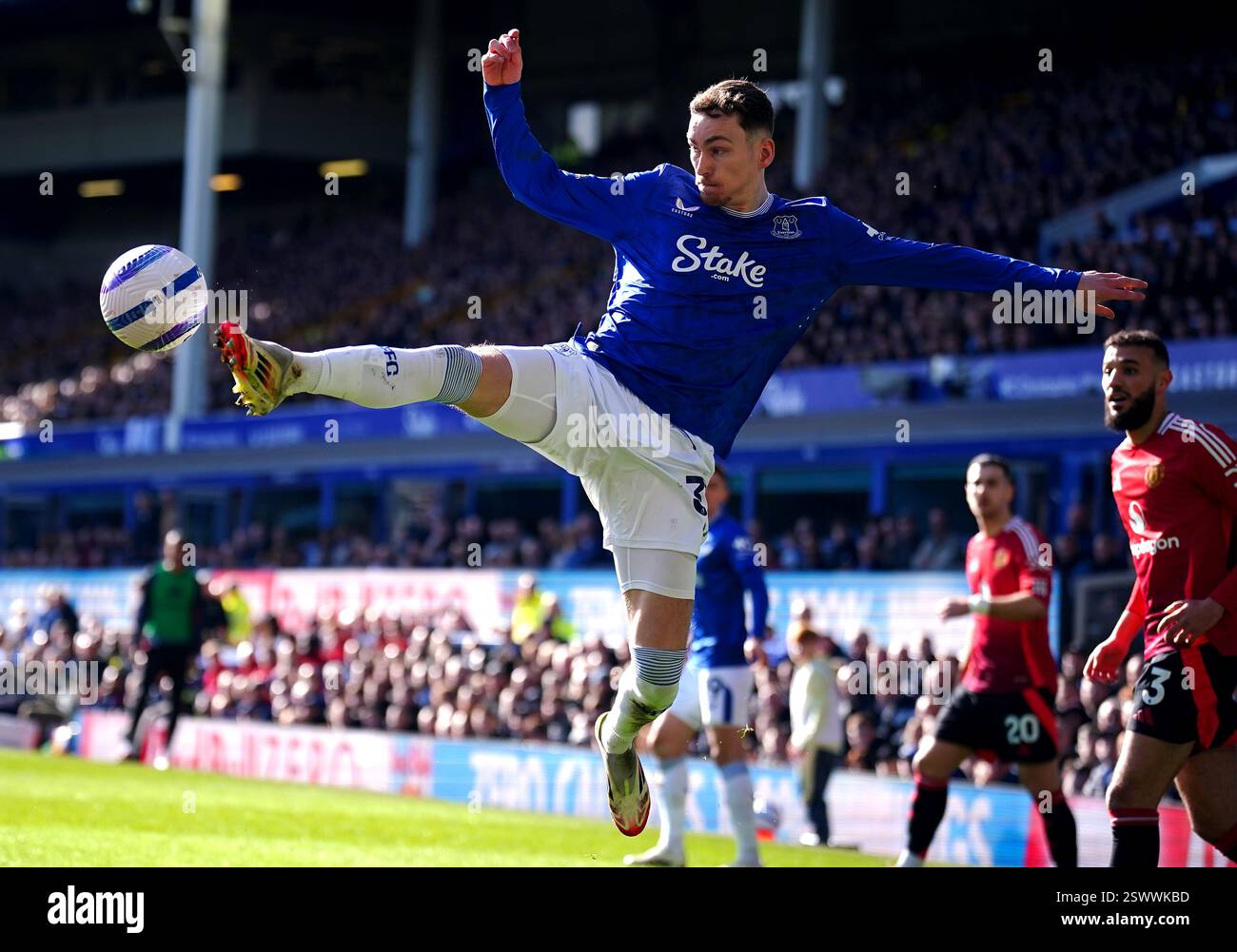 Everton's James Garner during the Premier League match at Goodison Park ...
