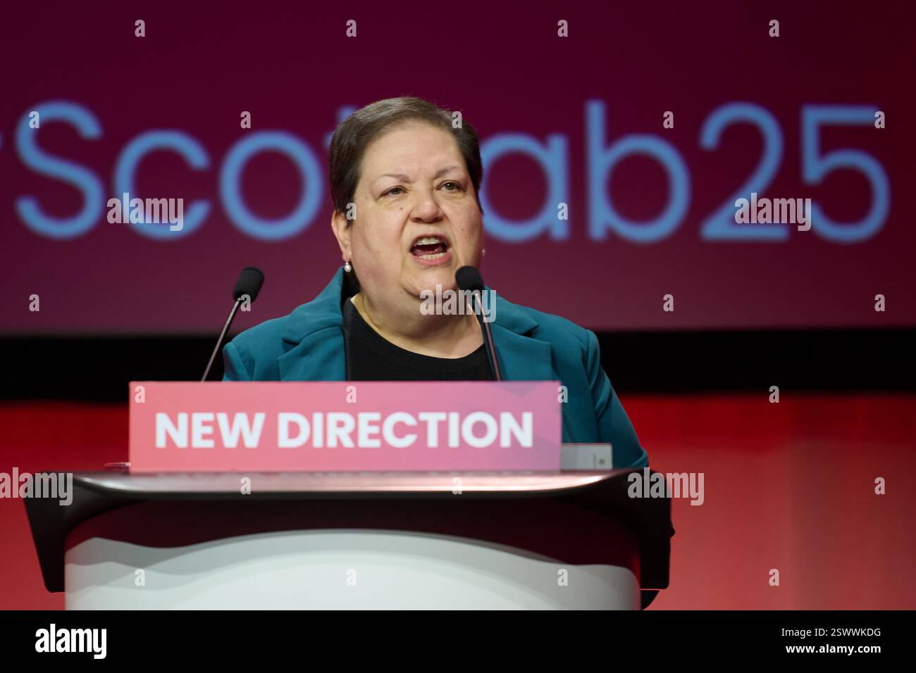 Glasgow Scotland, UK 22 February 2025. Jackie Baillie MSP, Deputy Leader of the Scottish Labour ...