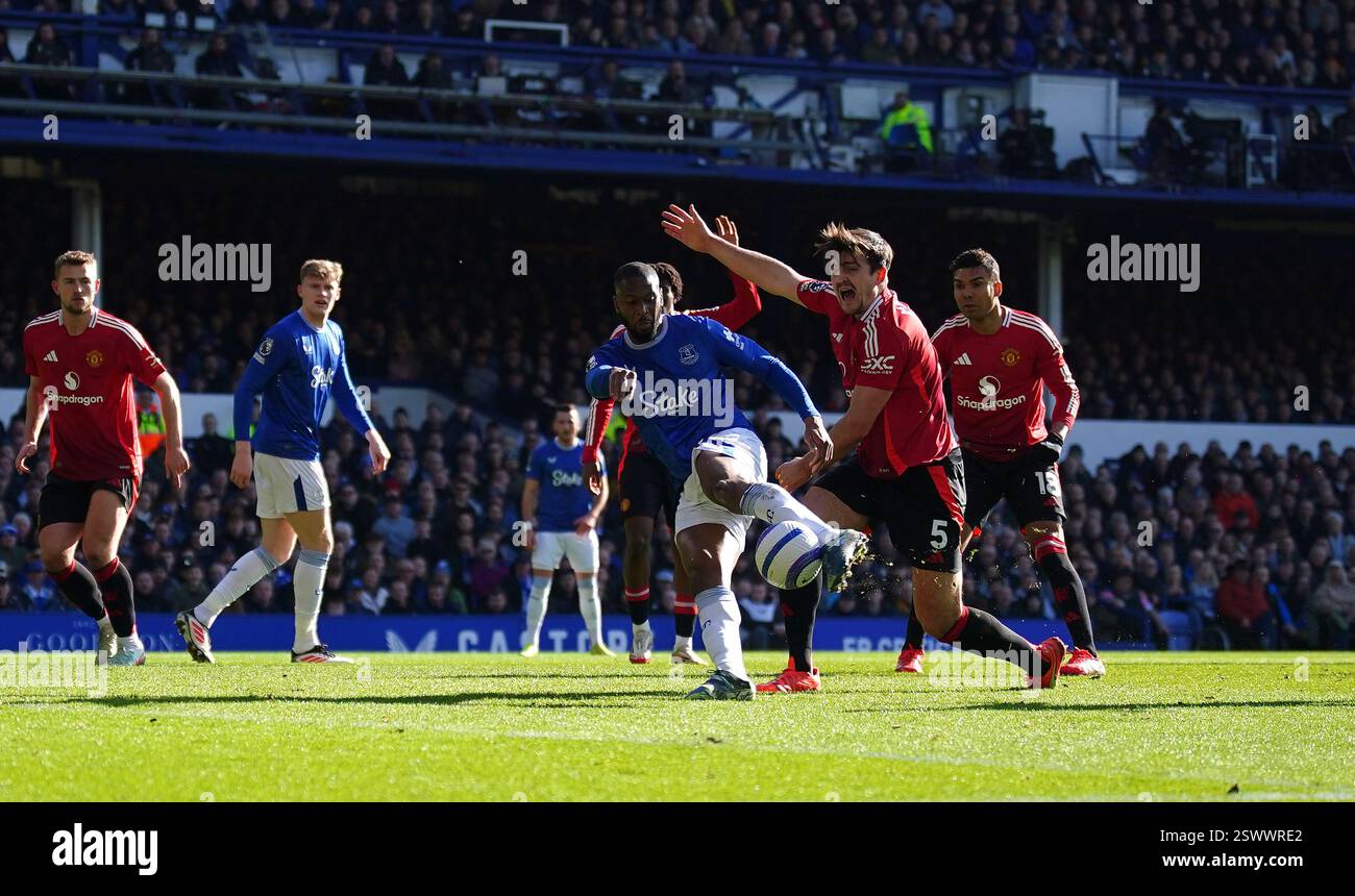Everton's Beto scoring the opening goal during the Premier League match ...