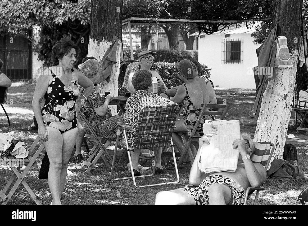 Family at a public swimming pool in Ezeiza, Buenos Aires, Argentina ...