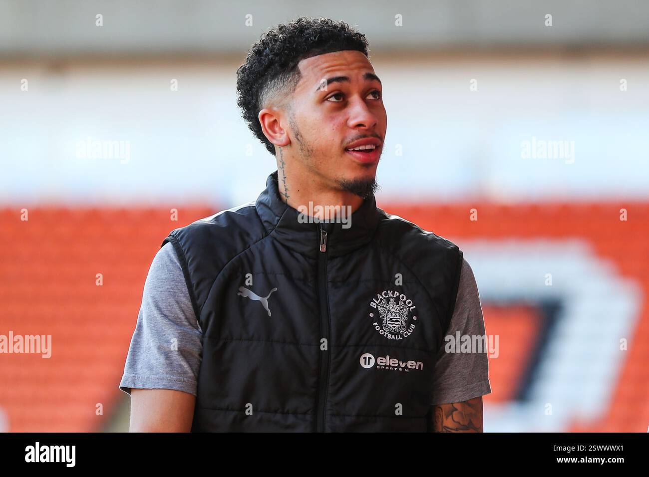 Blackpool, UK. 22nd Feb, 2025. Jordan Lawrence-Gabriel of Blackpool ...