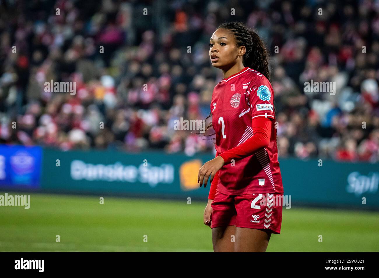 Odense, Denmark. 21st Feb, 2025. Isabella Obaze (2) of Denmark seen ...