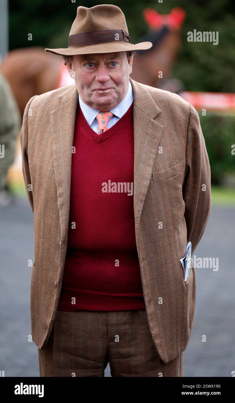 Trainer Nicky Henderson at Kempton Park Racecourse, Sunbury-on-Thames ...