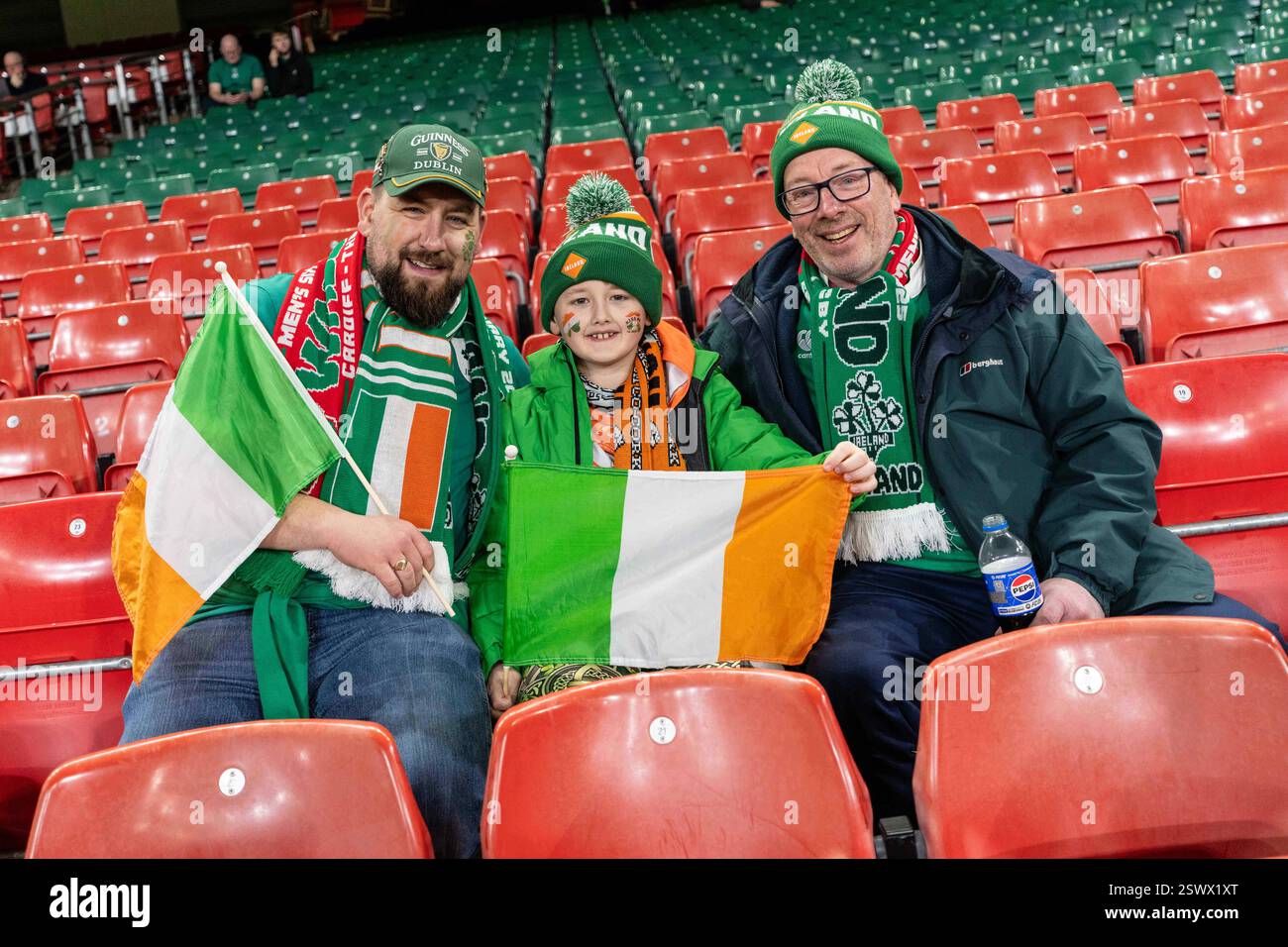 Irish fans, ahead of the 2025 Guinness 6 Nations match Wales vs Ireland ...