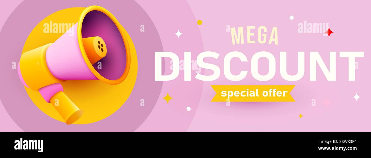 Banner announcing mega discount. Special offer advertisement. Promotion ...