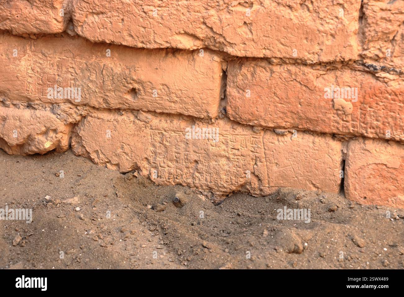 bricks of the Dub lal Makh Temple next to the ziggurat in ancient Ur ...