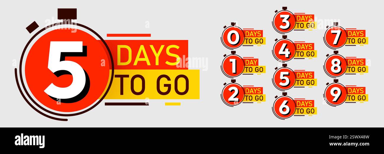 Countdown left days banner. Discounts and sale time. Nine, eight, seven ...