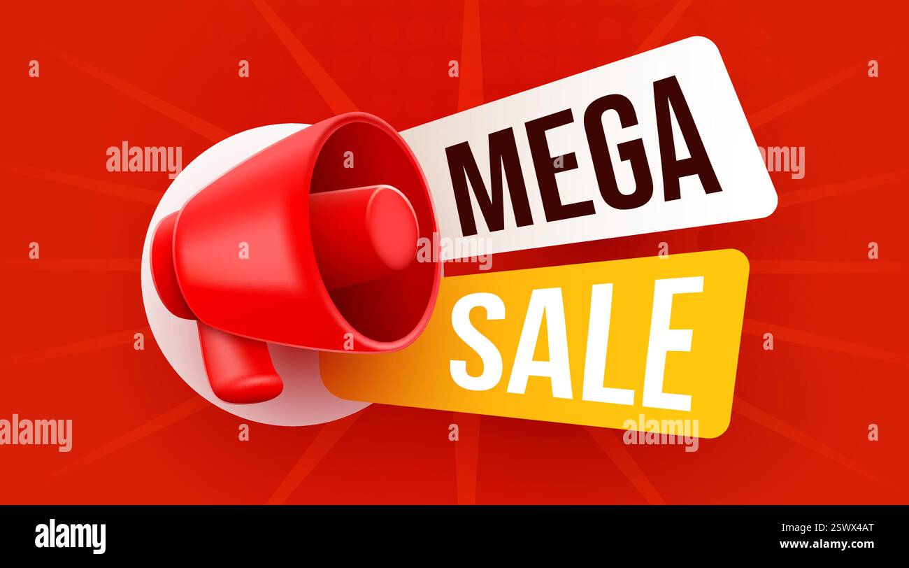 Banner announcing mega discount. Special offer advertisement. Promotion ...