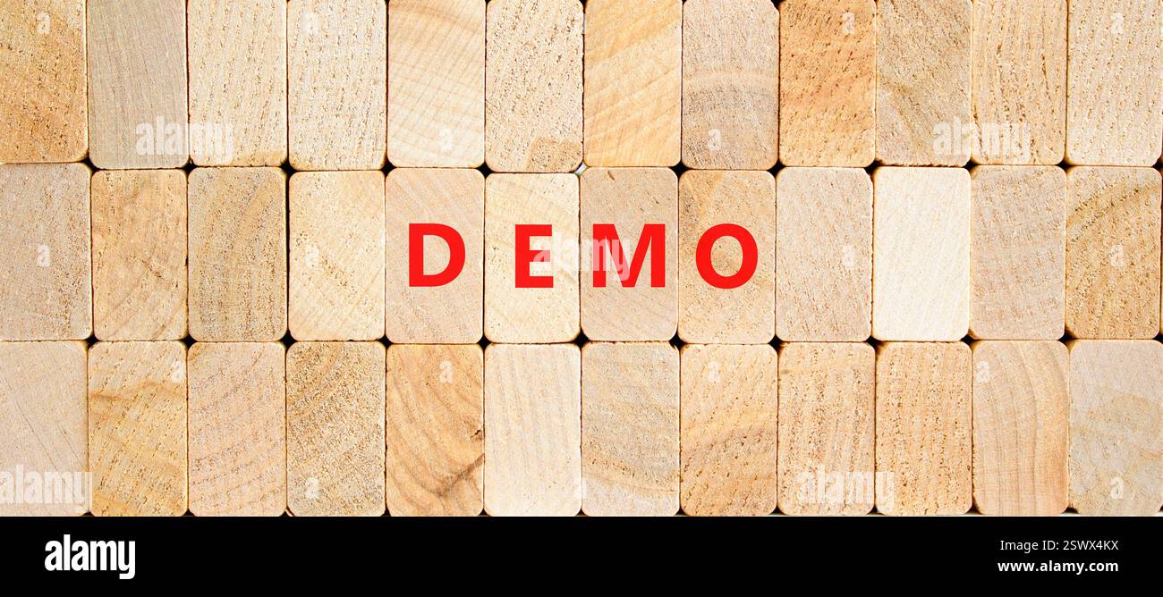 Demo symbol. Concept word Demo on beautiful wooden blocks. Beautiful ...