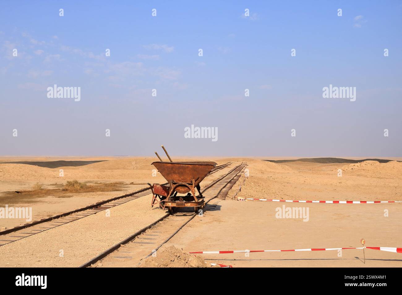 the equipment of the archaeologists who working at the excavation site ...