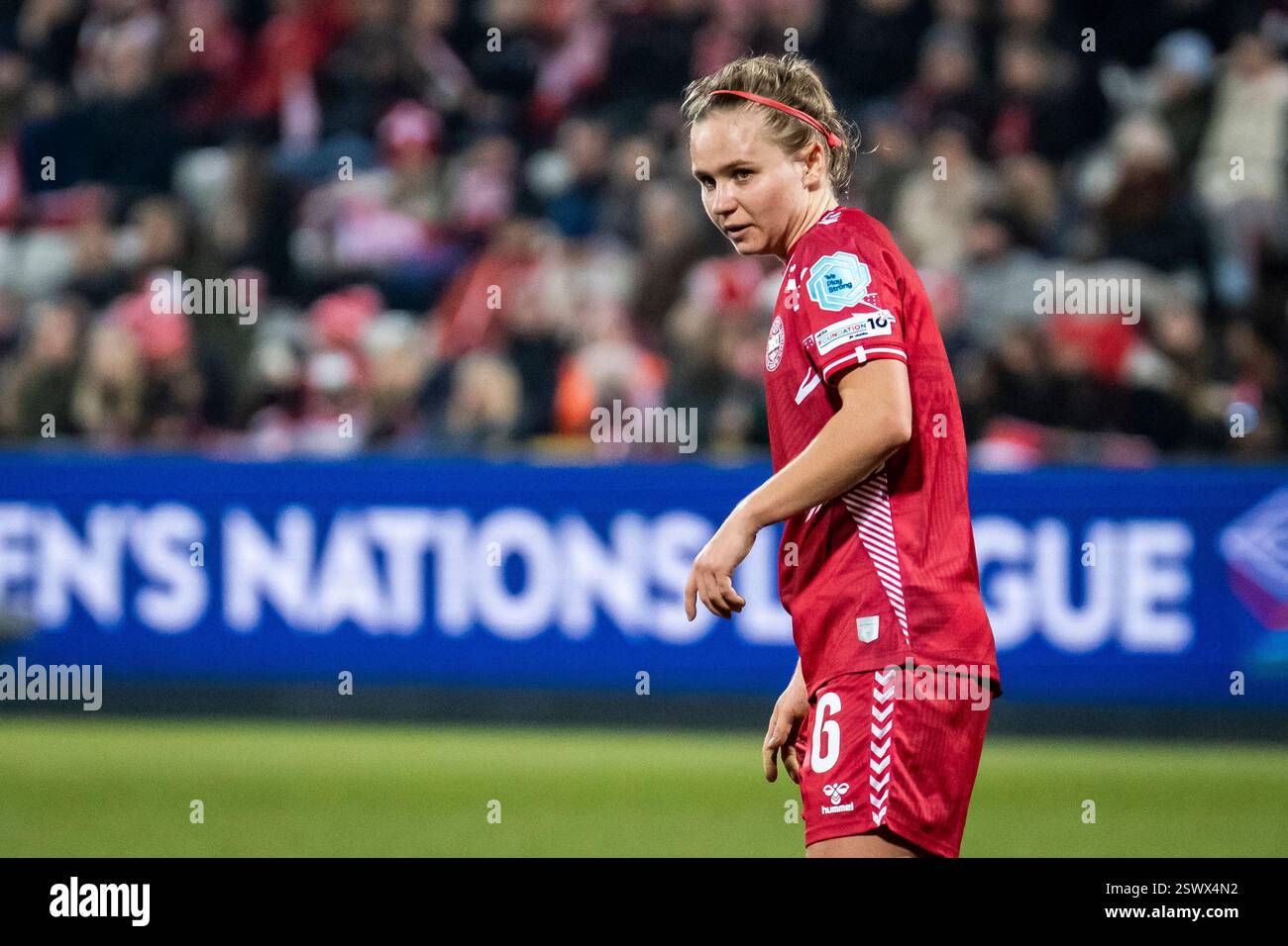 Odense, Denmark. 21st Feb, 2025. Josefine Hasbo (6) of Denmark seen ...